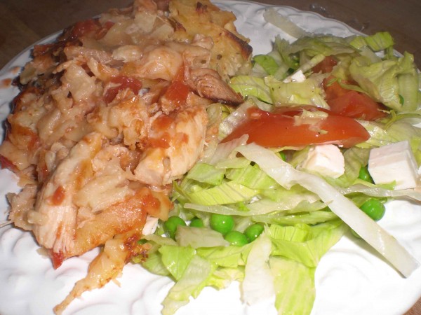 Nudelgratin med skinke og kylling – lækkert – dropslankekuren.dk